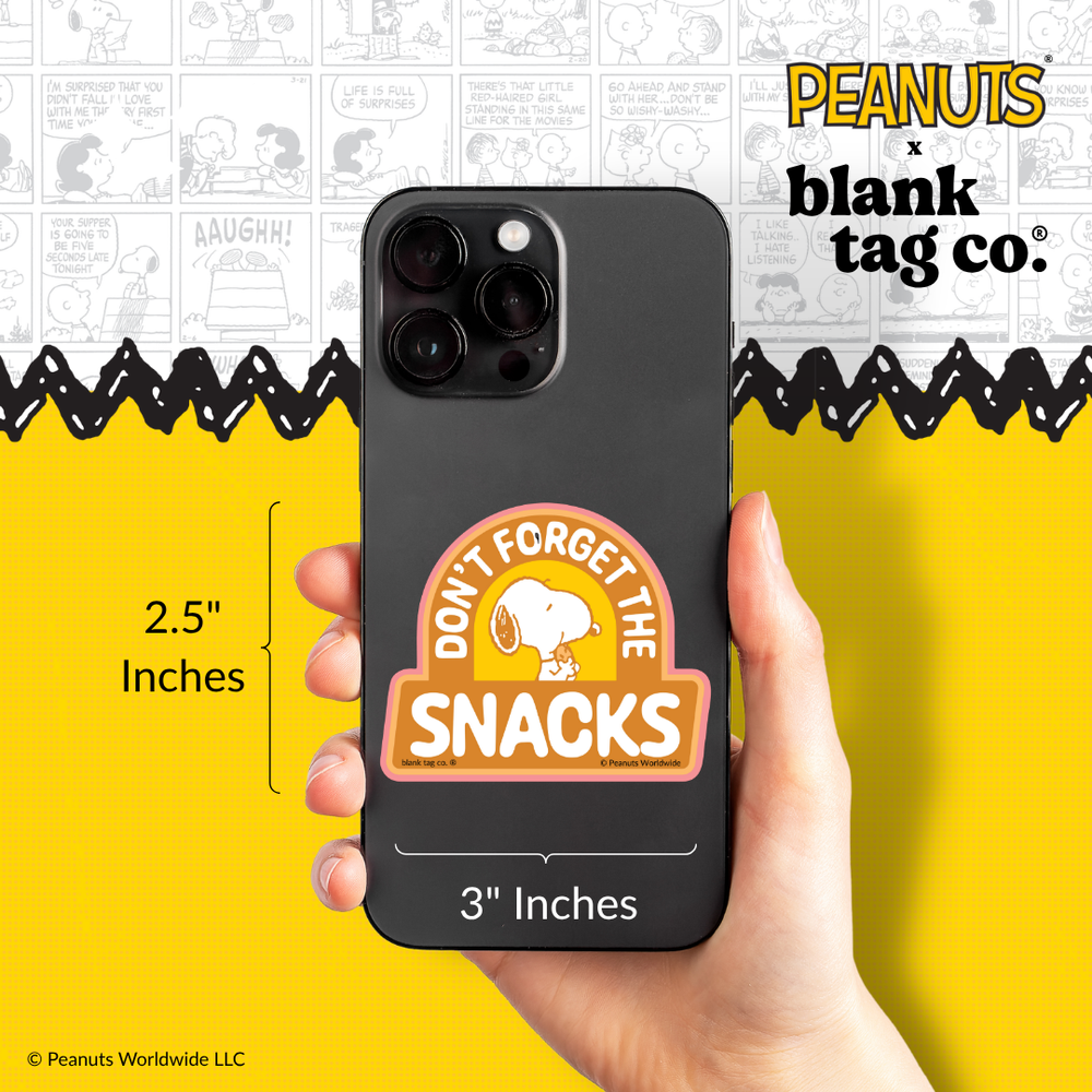 Peanuts® Waterproof Sticker - Don't Forget The Snacks