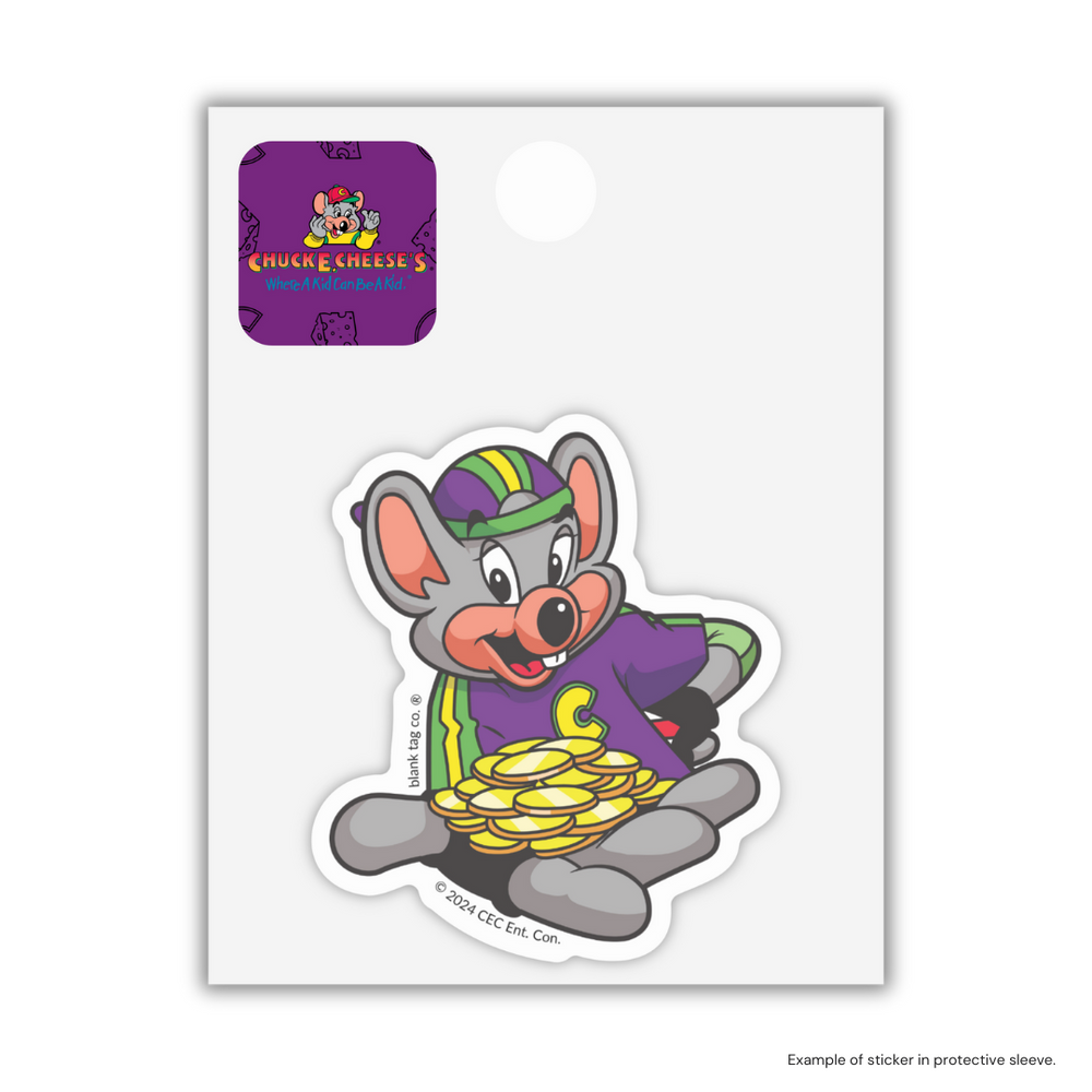 The Chuck E. Cheese with Coins Sticker