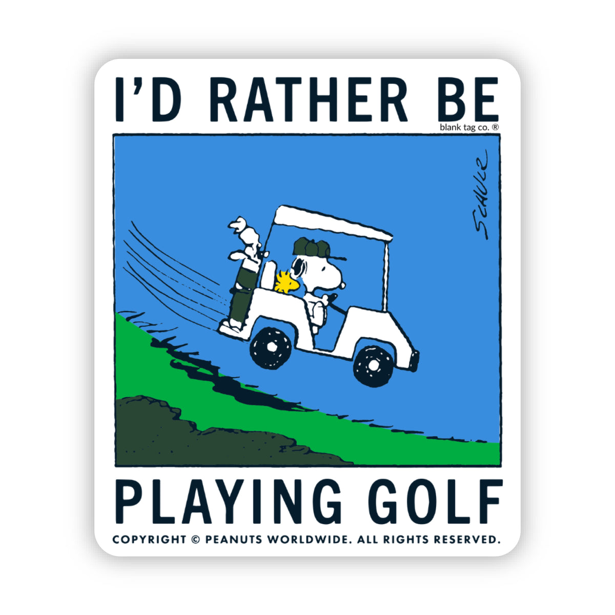 Peanuts® Waterproof Sticker - I'd Rather Be Playing Golf