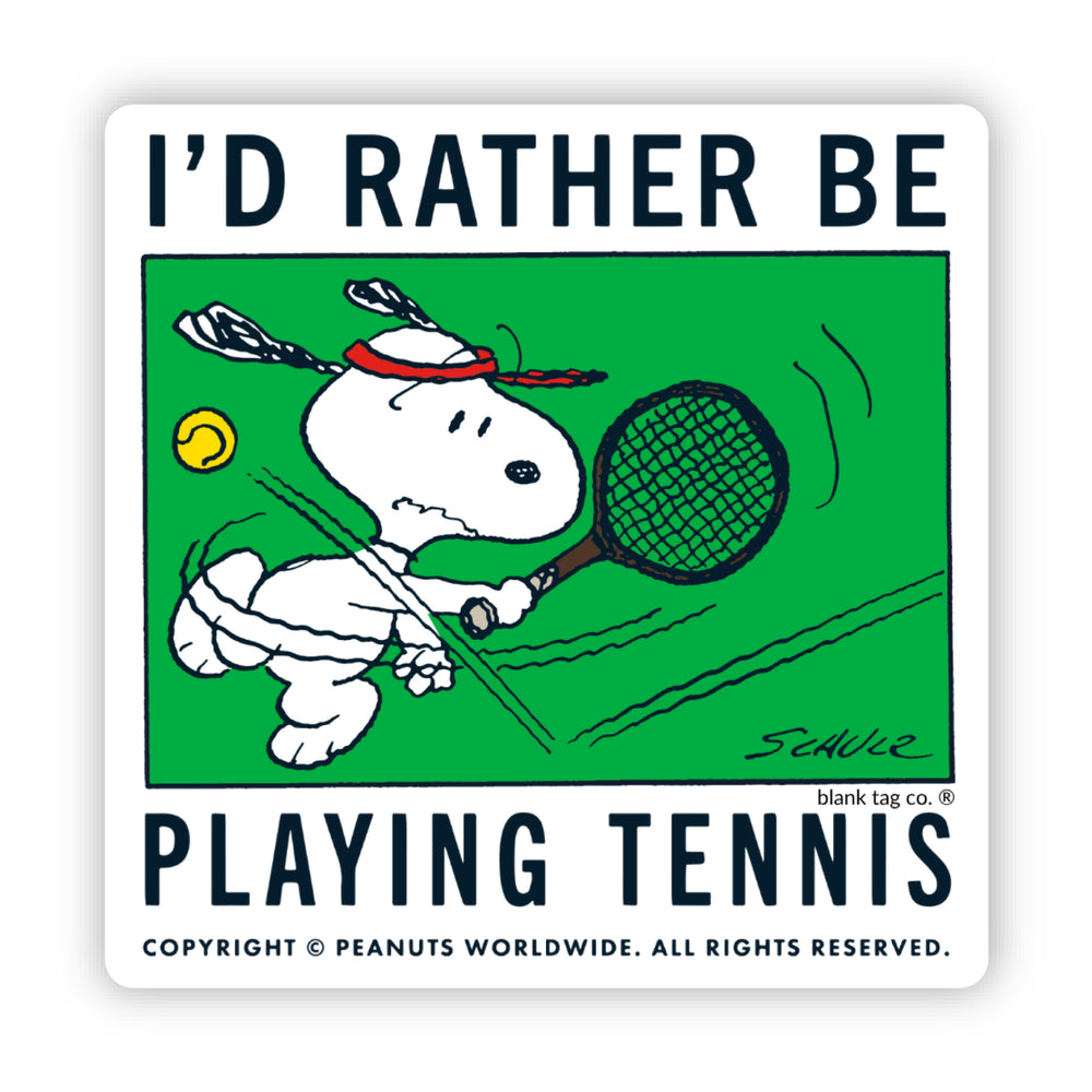 Peanuts® Waterproof Sticker - I'd Rather Be Playing Tennis