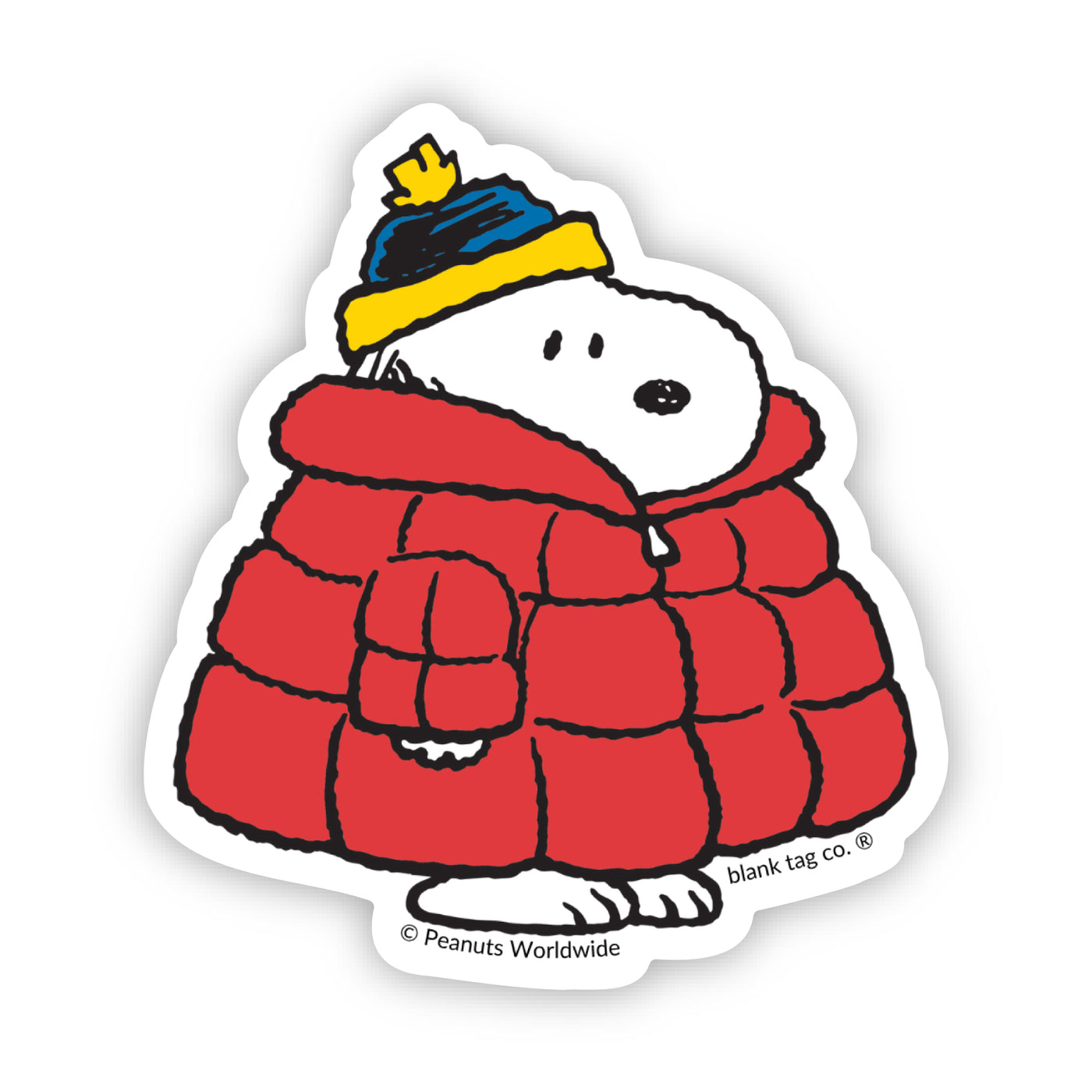 Peanuts® Snoopy Walking With A Puffy Jacket Waterproof Sticker